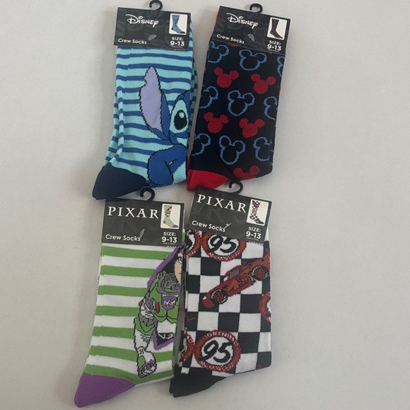 Disney | Underwear & Socks | Disney Pixar Crew Socks Stitch Mickey Buzz ...